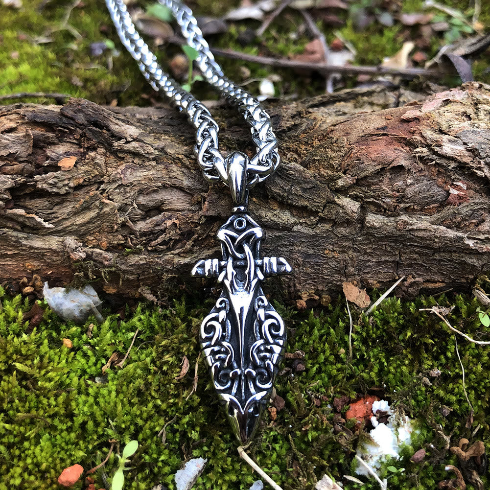 WorldNorse Odin Raven Gungnir Spear Necklace - Viking Norse Pendant