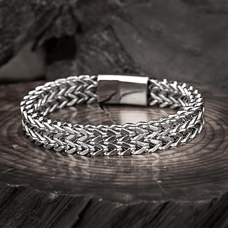 WorldNorse Classic Double-Row Wheat Chain Bracelet - Titanium Steel, 1 ...