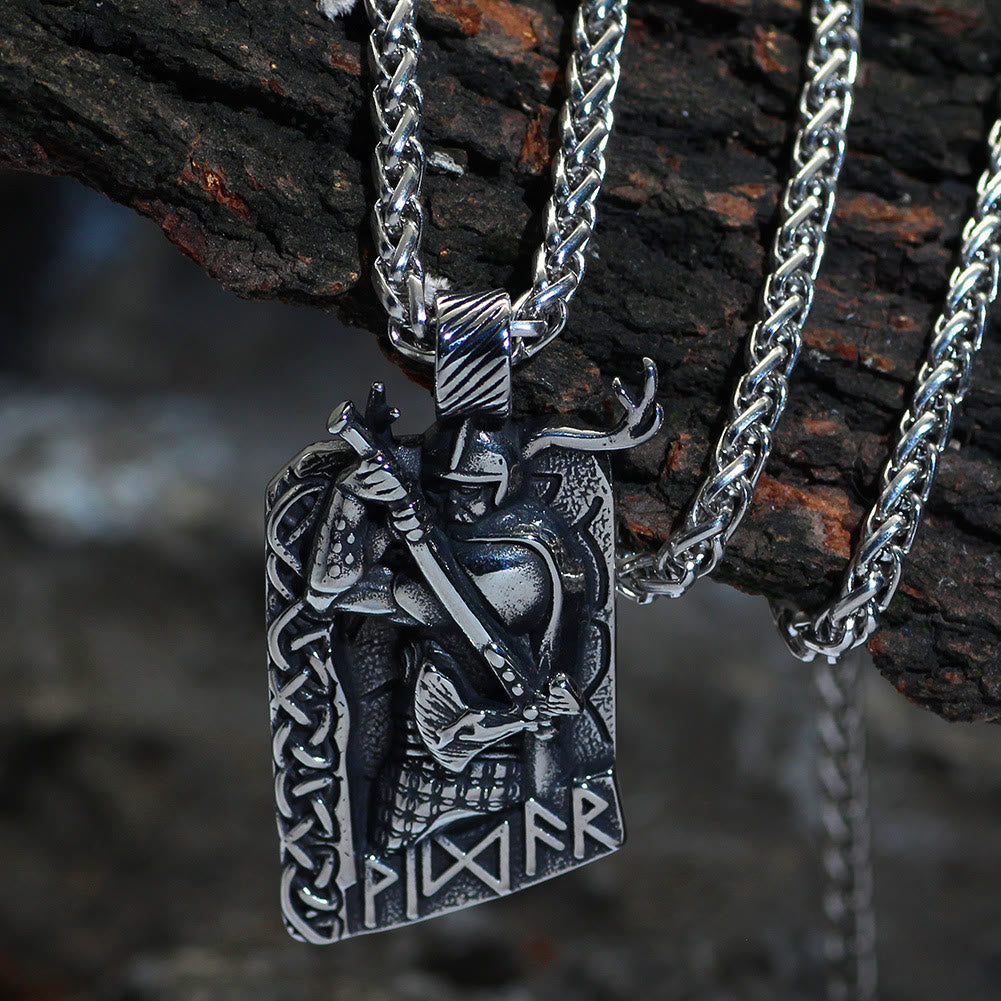 WorldNorse Celtic Knot Rune Axe Necklace