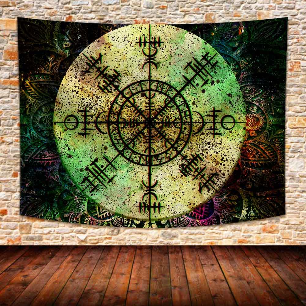 Helm of Awe (Aegishjalmur) Tapestry – Norse Rune Wall Hanging & Viking ...