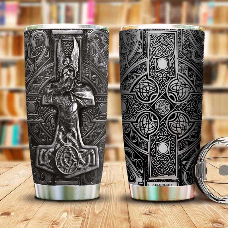 WorldNorse Odin Mjolnir Tumbler – Insulated Stainless Steel Travel Mug ...