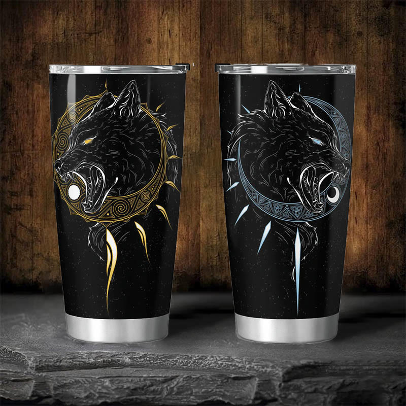 WorldNorse Sons of Fenrir (Skoll & Hati) Tumbler — 20/30oz Stainless ...