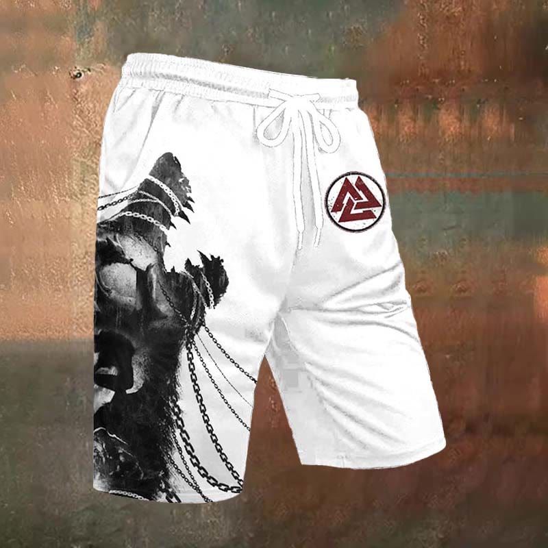 WorldNorse Chained Wolves Valknut Casual Shorts
