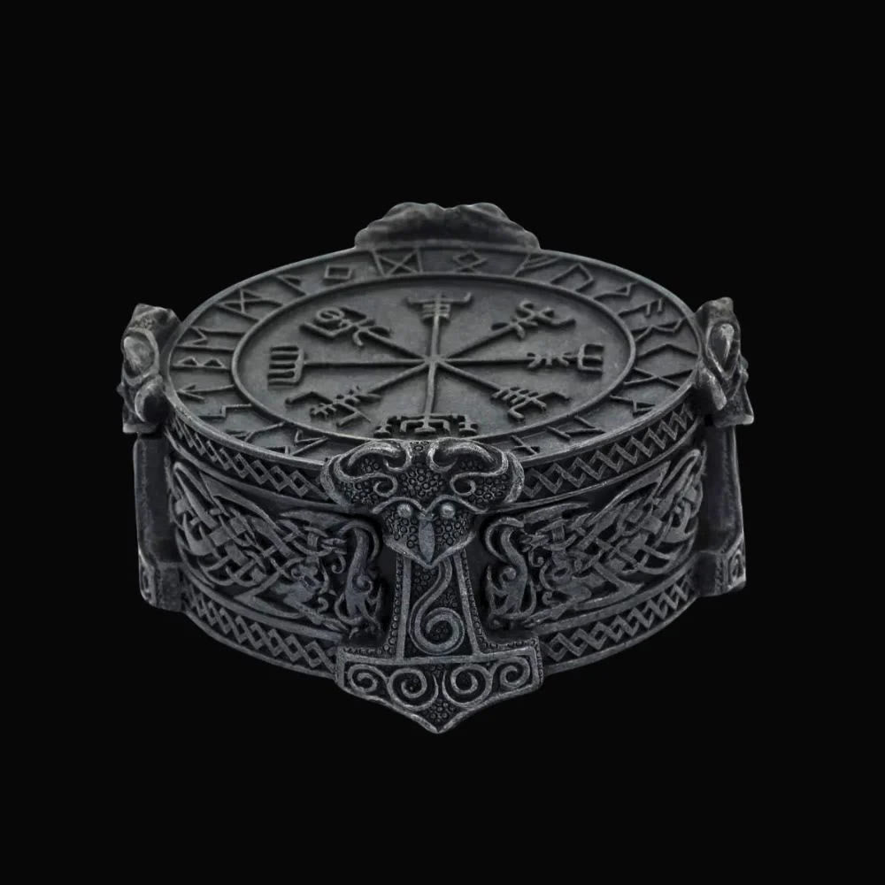 WorldNorse Handmade Rune Mjolnir Jewelry Box - Resin Viking Trinket Box ...
