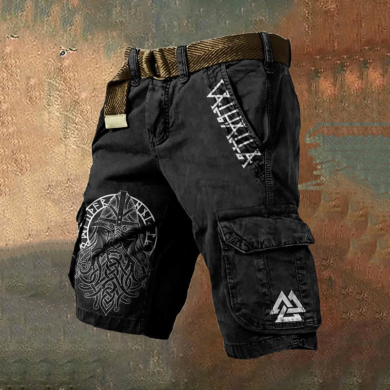 WorldNorse Viking Warrior Valknut Cargo Shorts for Men - Comfortable ...