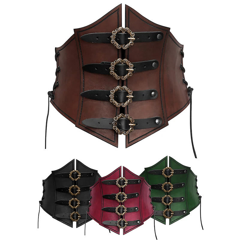 WorldNorse Side Lace Up Shield Shaped Chest Armor - PU Leather Medieval ...