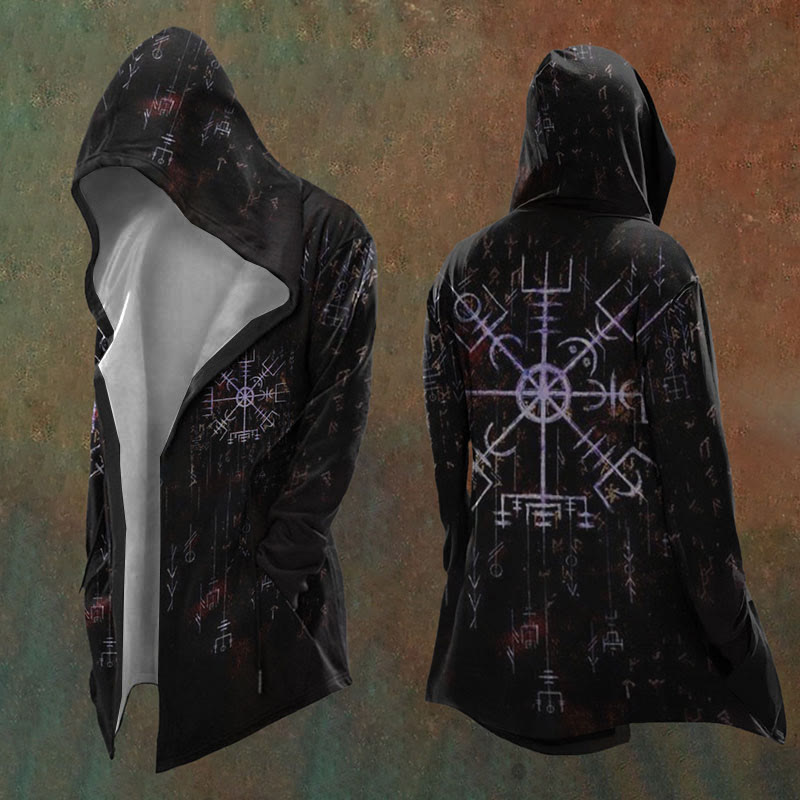 WorldNorse Vegvisir Runes Hooded Jacket | Men's Viking Rune Hoodie