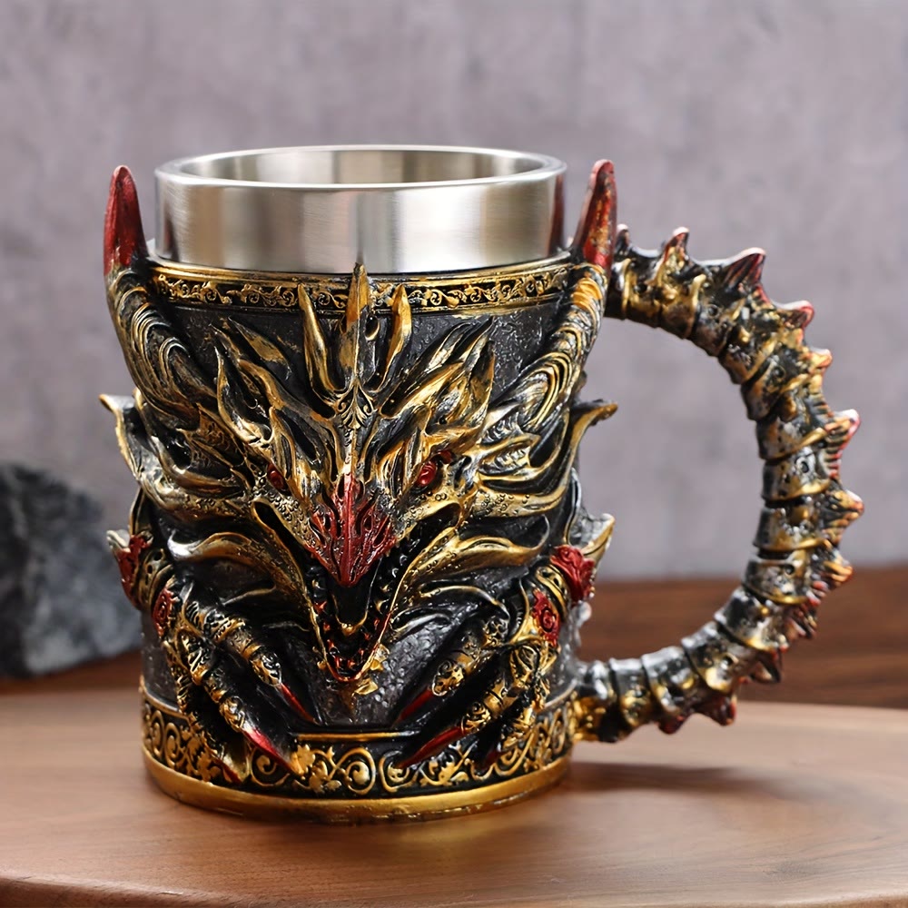 WorldNorse Dragon Sovereign Mug — Viking Dragon Tankard, Stainless ...