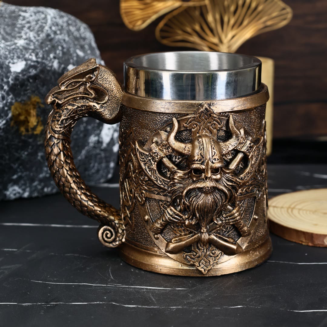 WorldNorse Viking Axe Dragon Warrior Mug - 600ml Resin & Stainless ...