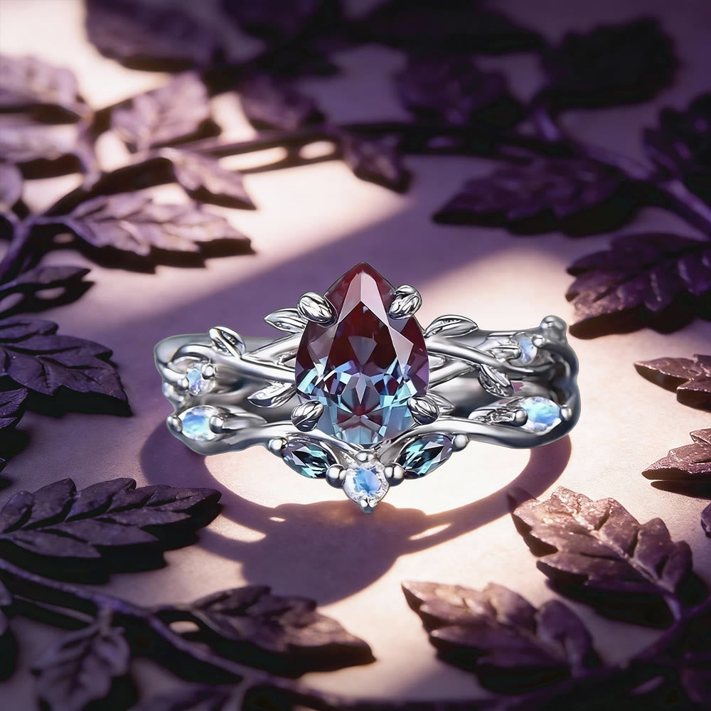 FREE Today: Color Change Alexandrite Leaf Ring Set – Nature-Inspired ...