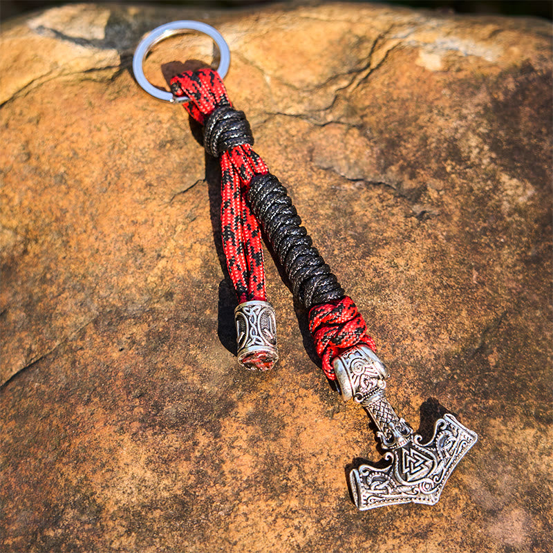 WorldNorse Thors Hammer Rune Braided Keychain