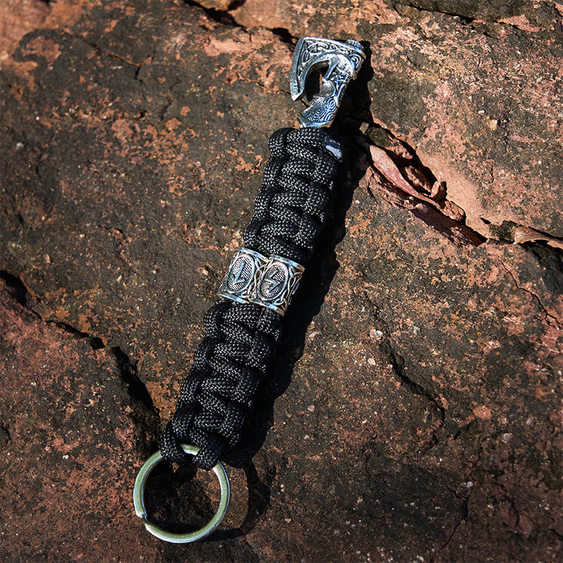 WorldNorse Viking Axe Rune Emblem Braided Keychain