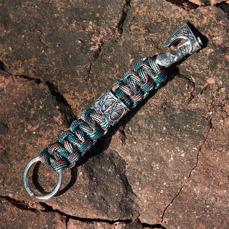 WorldNorse Viking Axe Rune Emblem Braided Keychain