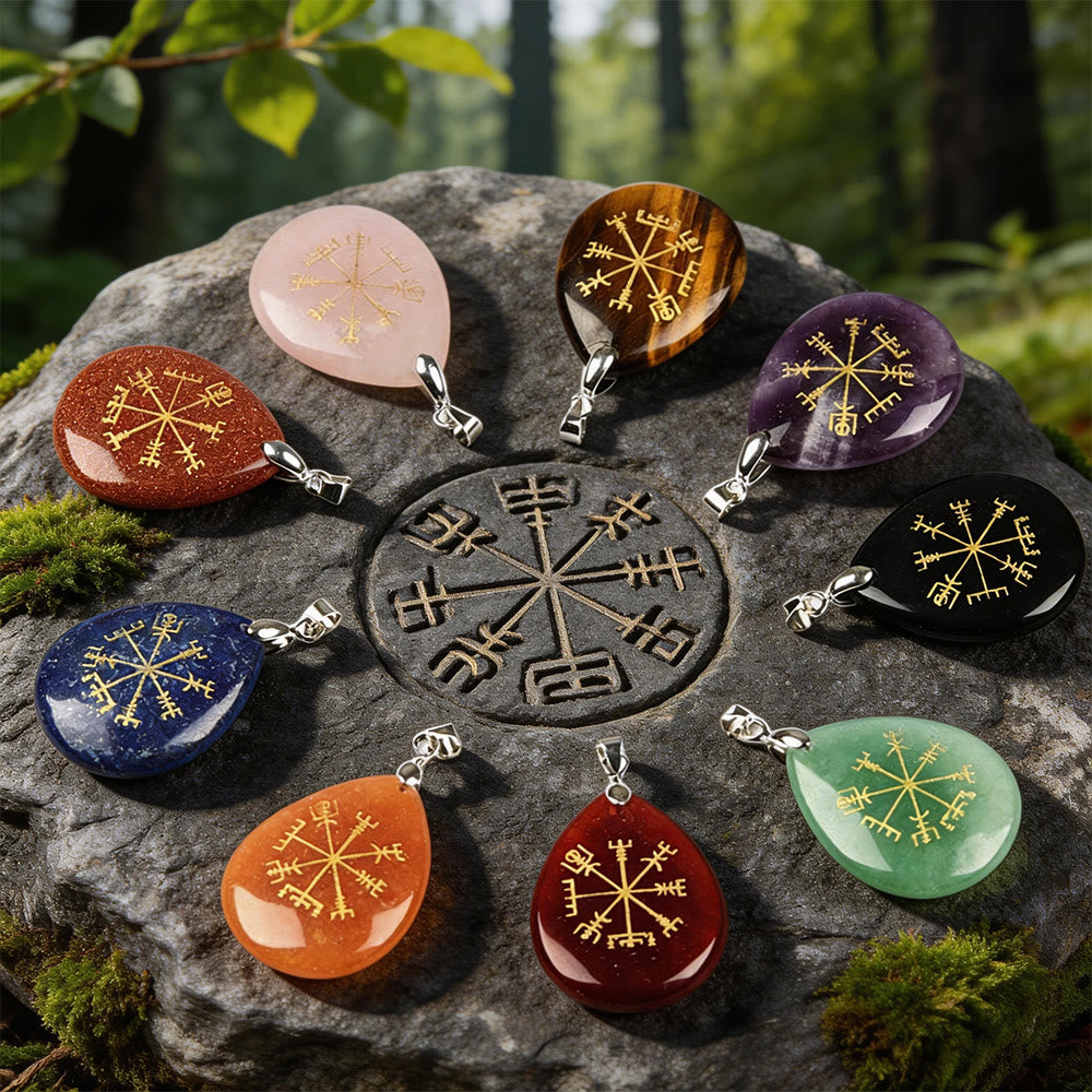 Vegvisir Viking Crystal Necklace – Handcrafted Rune Pendant with ...